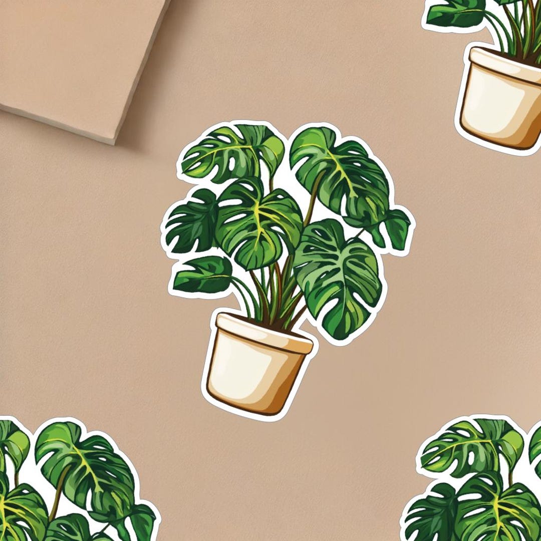 Monstera Deliciosa Sticker, Monstera Plant Sticker Decal, Monstera ...