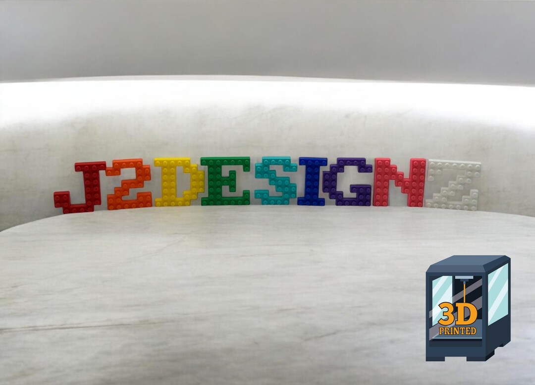 3D Printed Brick Style Letters - Personalized Lego Inspired Desk Sign ...