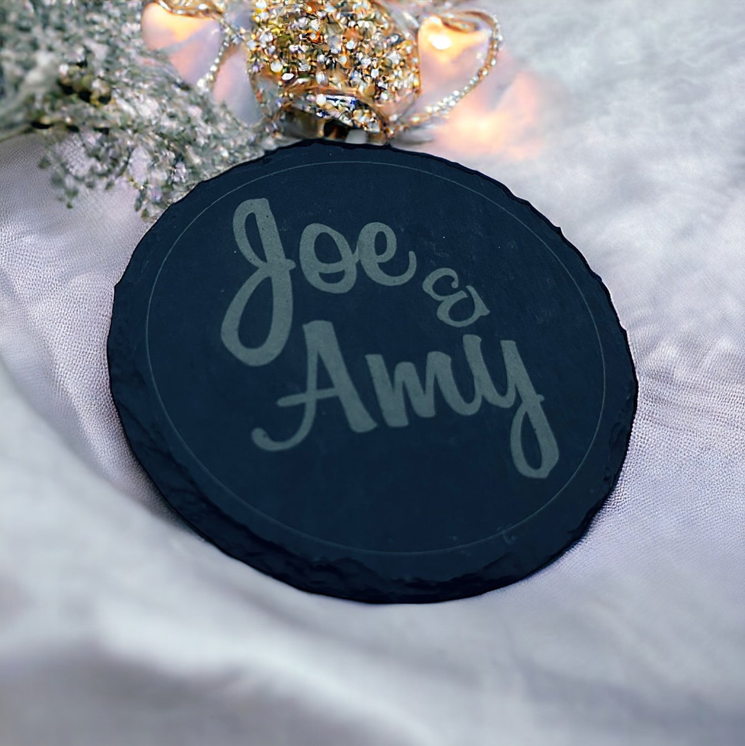 Laser Engraved Monogrammed Stone Coasters | Custom Wedding & Engagement ...