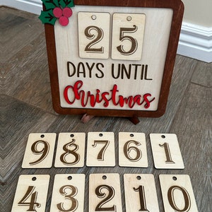 Countdown to Christmas Sign With Stand | Laser Engraved | Advent ...