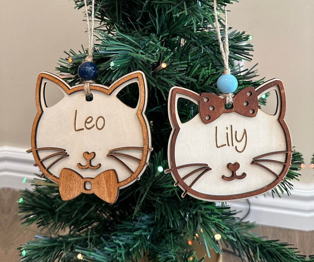 Custom Cat Ornament Personalized Cat Ornament Laser Engraved Wood ...