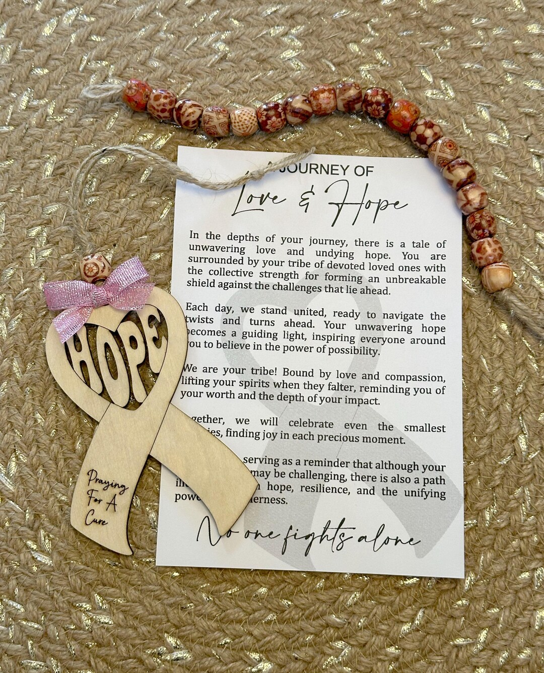 A Journey of Love & Hope Story Ornament With Bow | Cancer Awareness ...