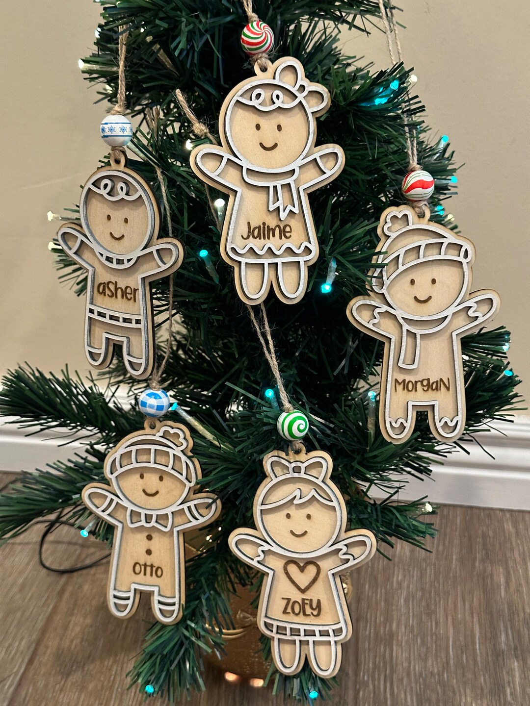 Personalized Gingerbread Christmas Ornament: Laser Engraved Family ...