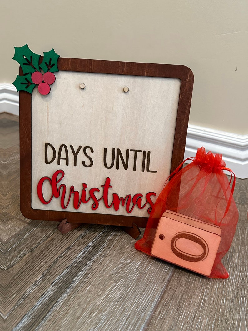 Countdown to Christmas Sign With Stand Laser Engraved Advent Calendar Christmas Countdown Days ...