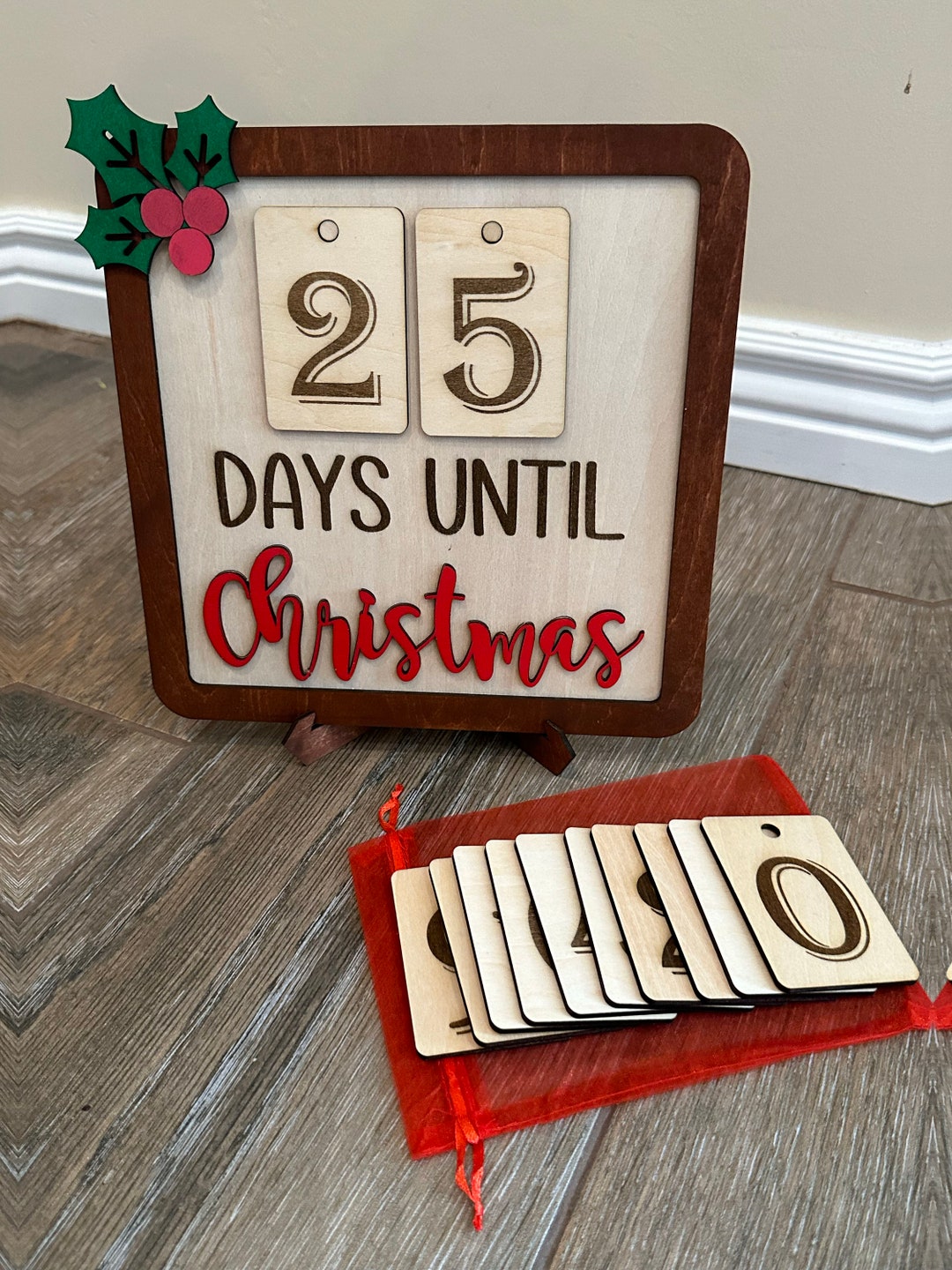 Countdown to Christmas Sign With Stand | Laser Engraved | Advent ...