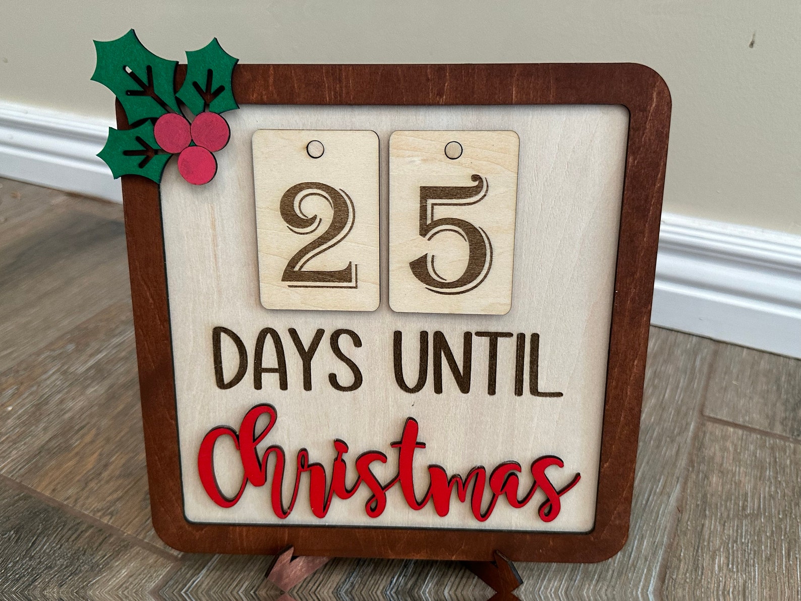 Countdown to Christmas Sign With Stand Laser Engraved Advent Calendar ...
