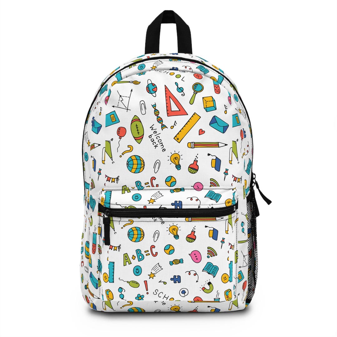 Colorful School Supplies Backpack Fun Doodle Print Back-to-school Book ...