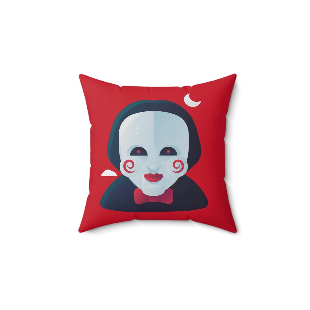 Horror Mask Throw Pillow | Red Gothic Home Decor | Spooky Halloween ...