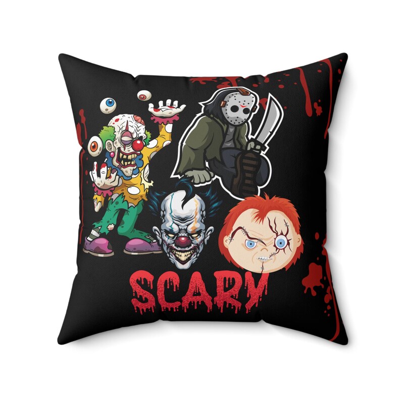 Scary Horror Icons Pillow | Gothic Halloween Throw Pillow | Horror ...