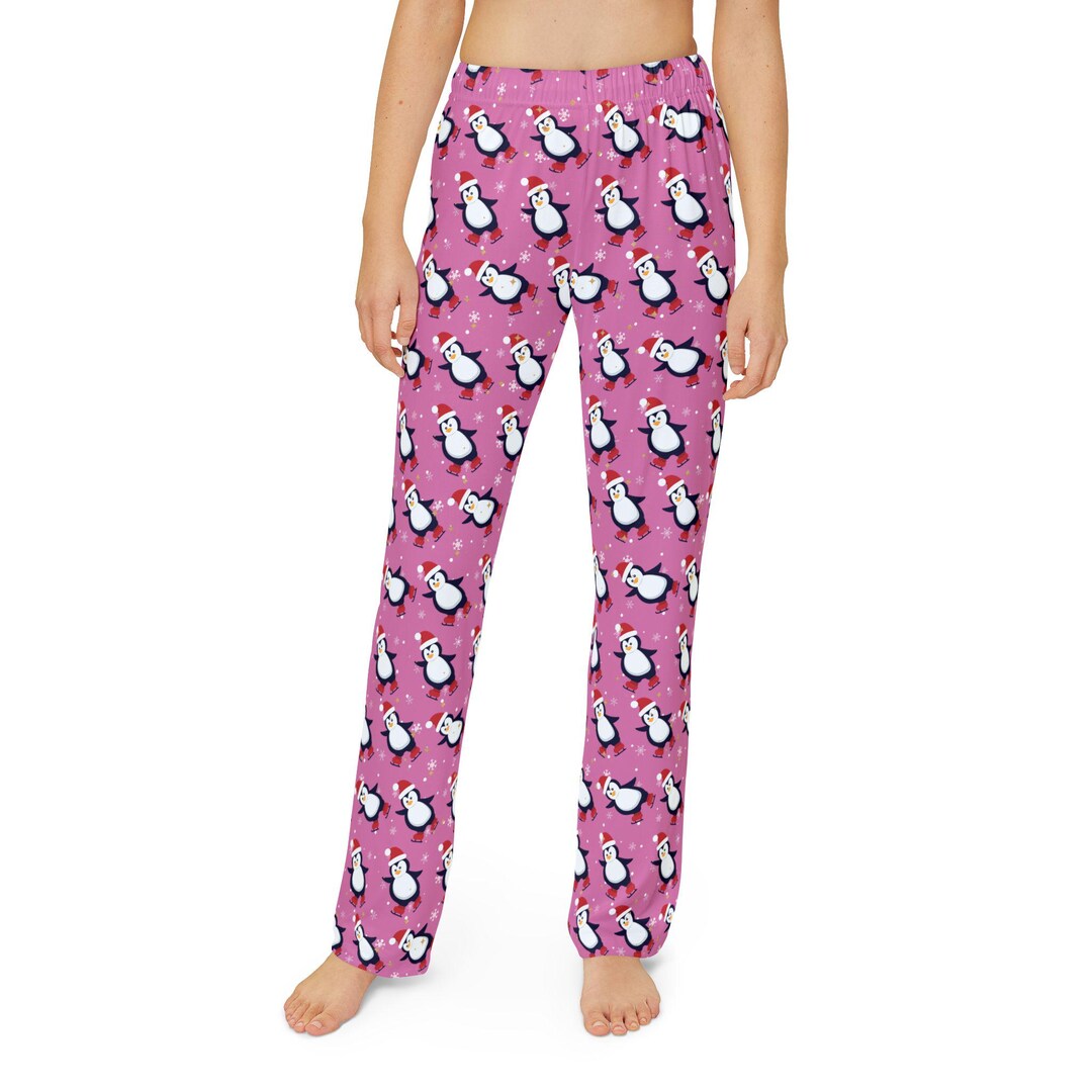 Kids Pink Penguin Pajama Pants : Soft and Cozy 100% Brushed Polyester ...