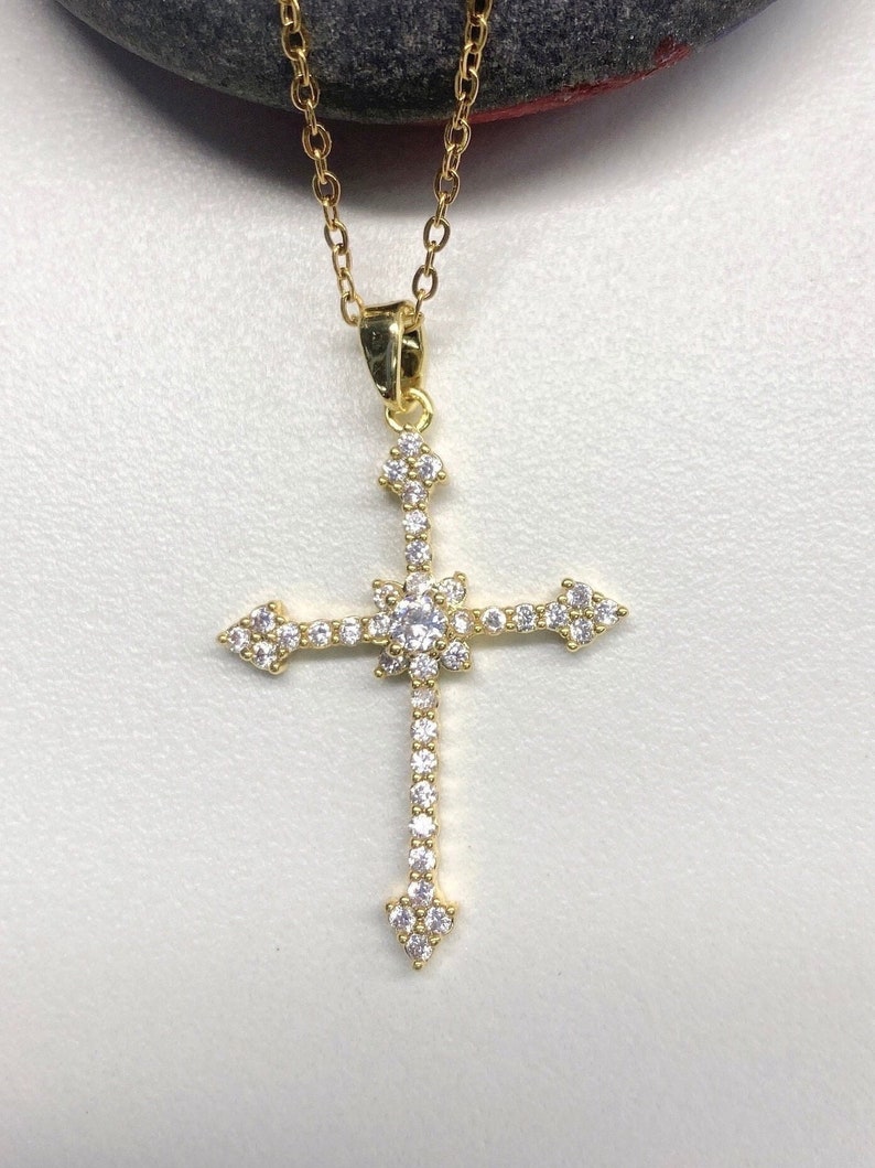Gold & Silver Cross Necklaces for Communion, Religious Jewelry, Baptism ...