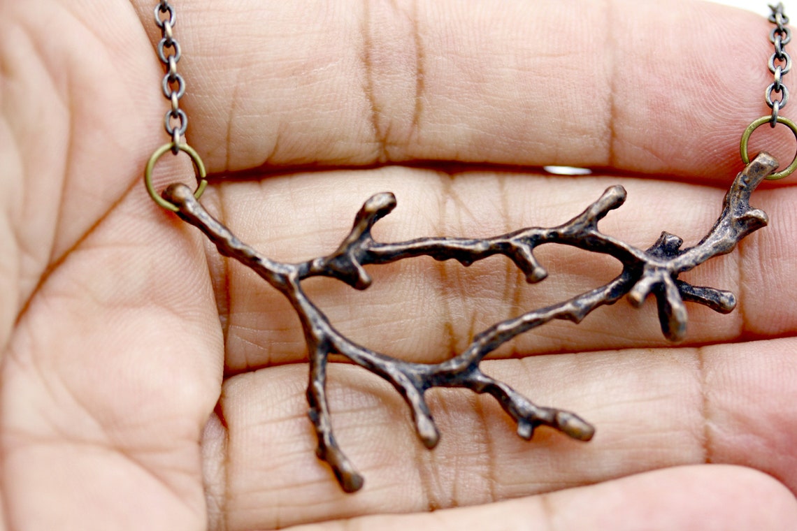 Brass Tree Branch Necklace Pendant on 16 Inch Brass Chain | Etsy
