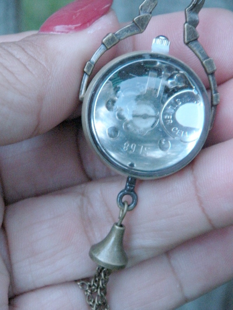 Double Sided Glass Bubble Pocket Watch With 28 Inch Brass Curb Chain - Etsy