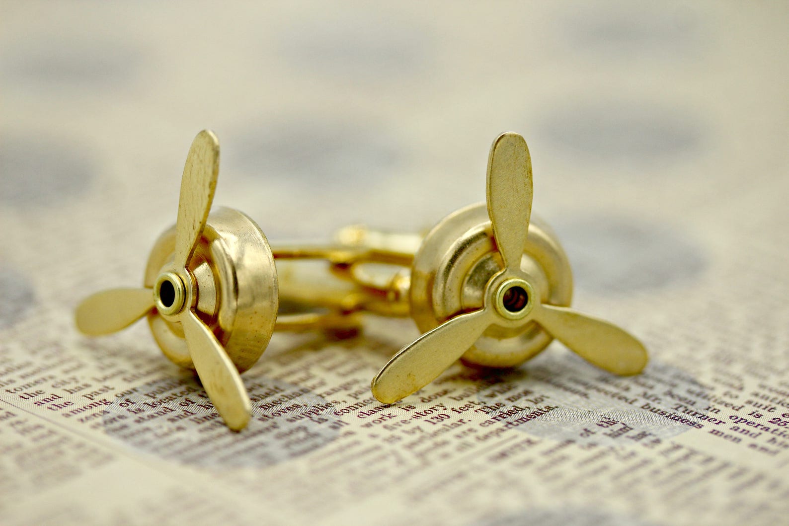 Brass Gold Airplane Working Rotating Spinning Propeller Cufflinks Cuff ...