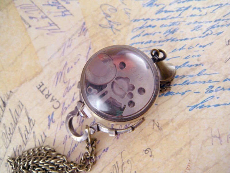 Double Sided Glass Bubble Pocket Watch With 28 Inch Brass Curb Chain - Etsy