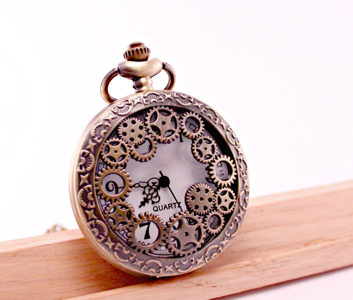 Steampunk Industrial Gears Pocket Watch With 28 Inch Brass Chain - Etsy