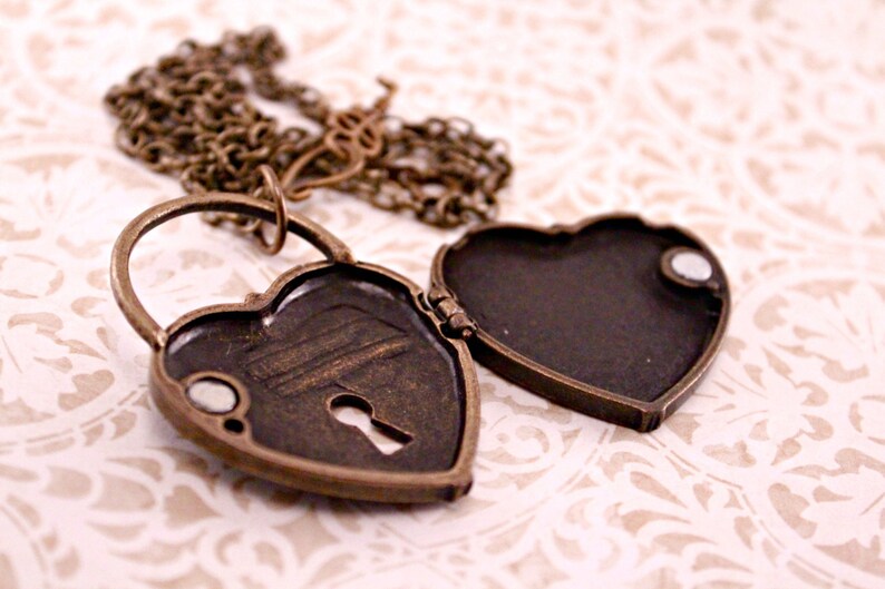 Unlock Your Love Brass Heart Locket With Key on 18 Inch Brass - Etsy