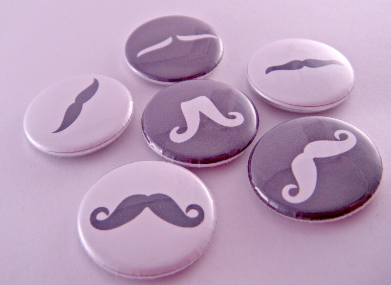 Mustache Moustache Madness Kitsch 1 Inch Button Pins Pinbacks | Etsy