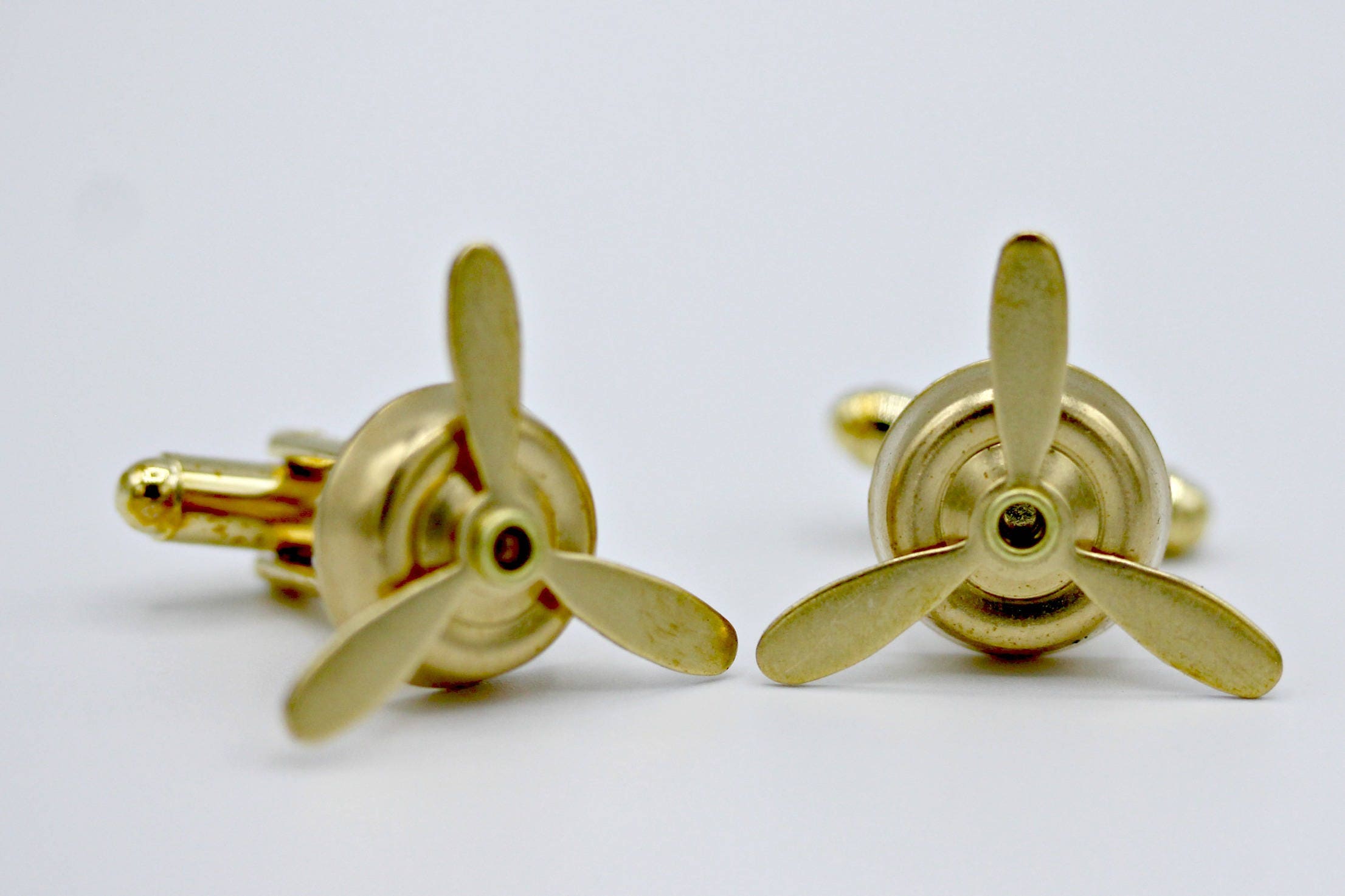 Brass Gold Airplane Working Rotating Spinning Propeller Cufflinks Cuff ...