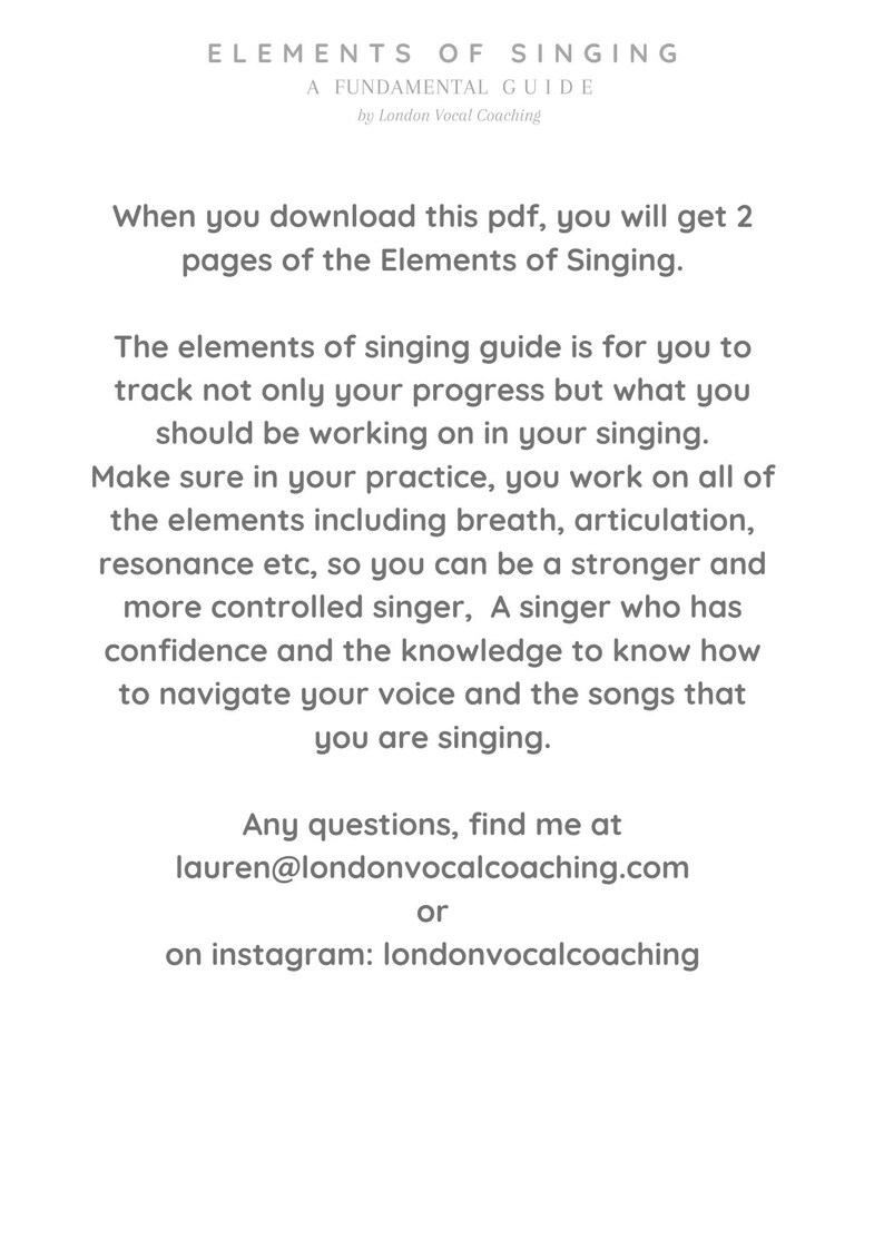 Elements of Singing Guide - Etsy