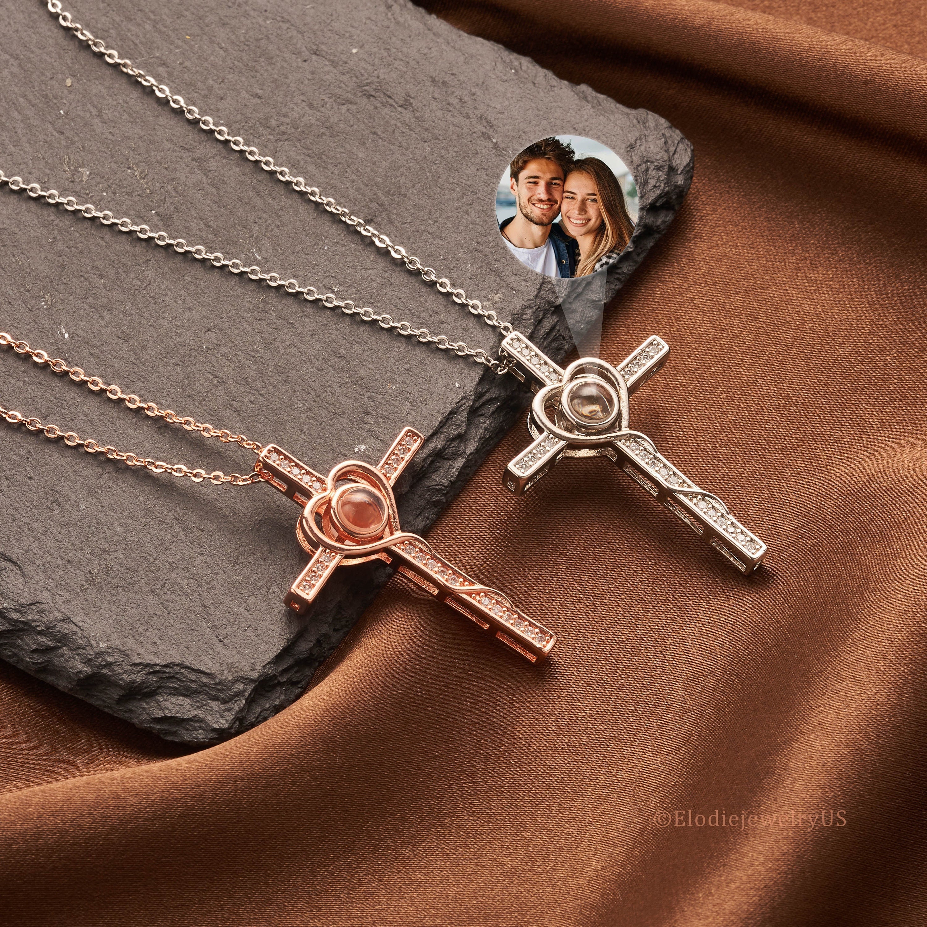 Cross Projection Necklace, Custom Cross Projection Necklace With Photo ...