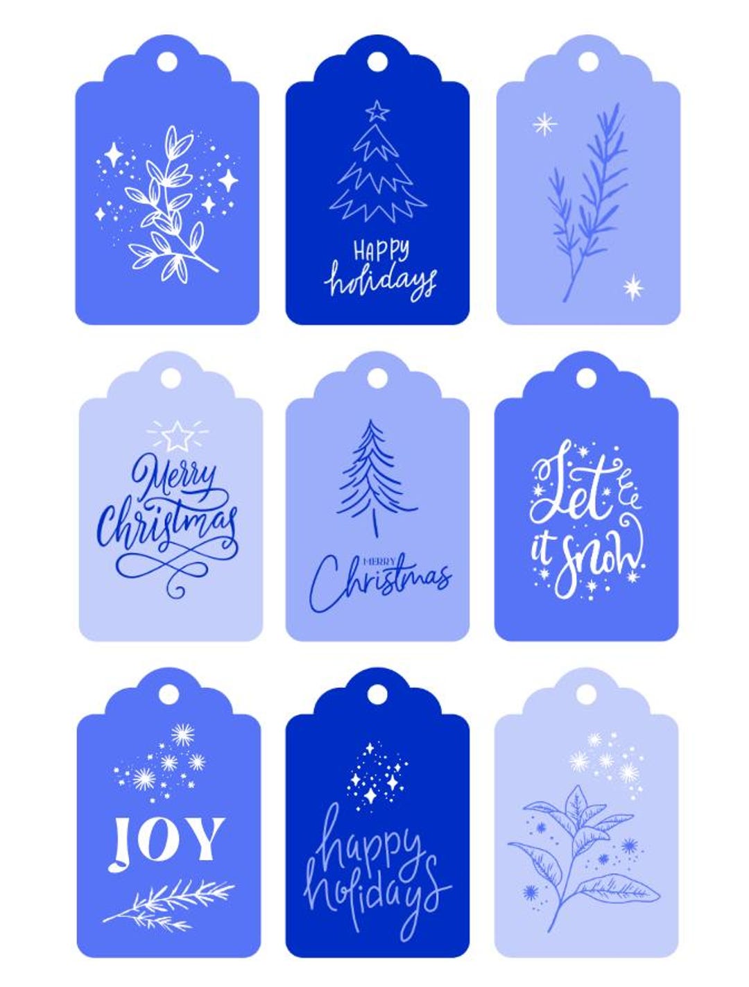 Simple Blue Christmas Gift Tags - Etsy