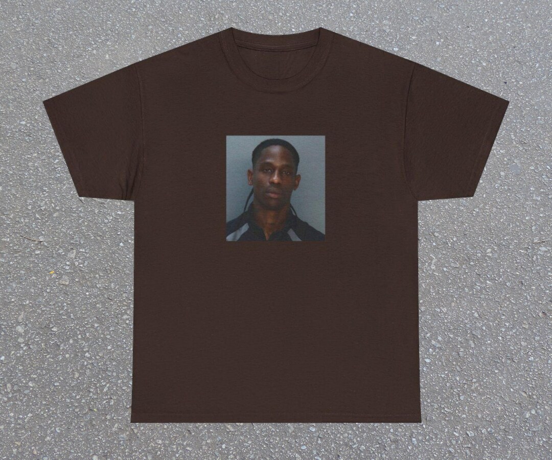 Travis Scott Its Miami Mugshot Graphic T-shirt, Utopia Rapper Arrested ...