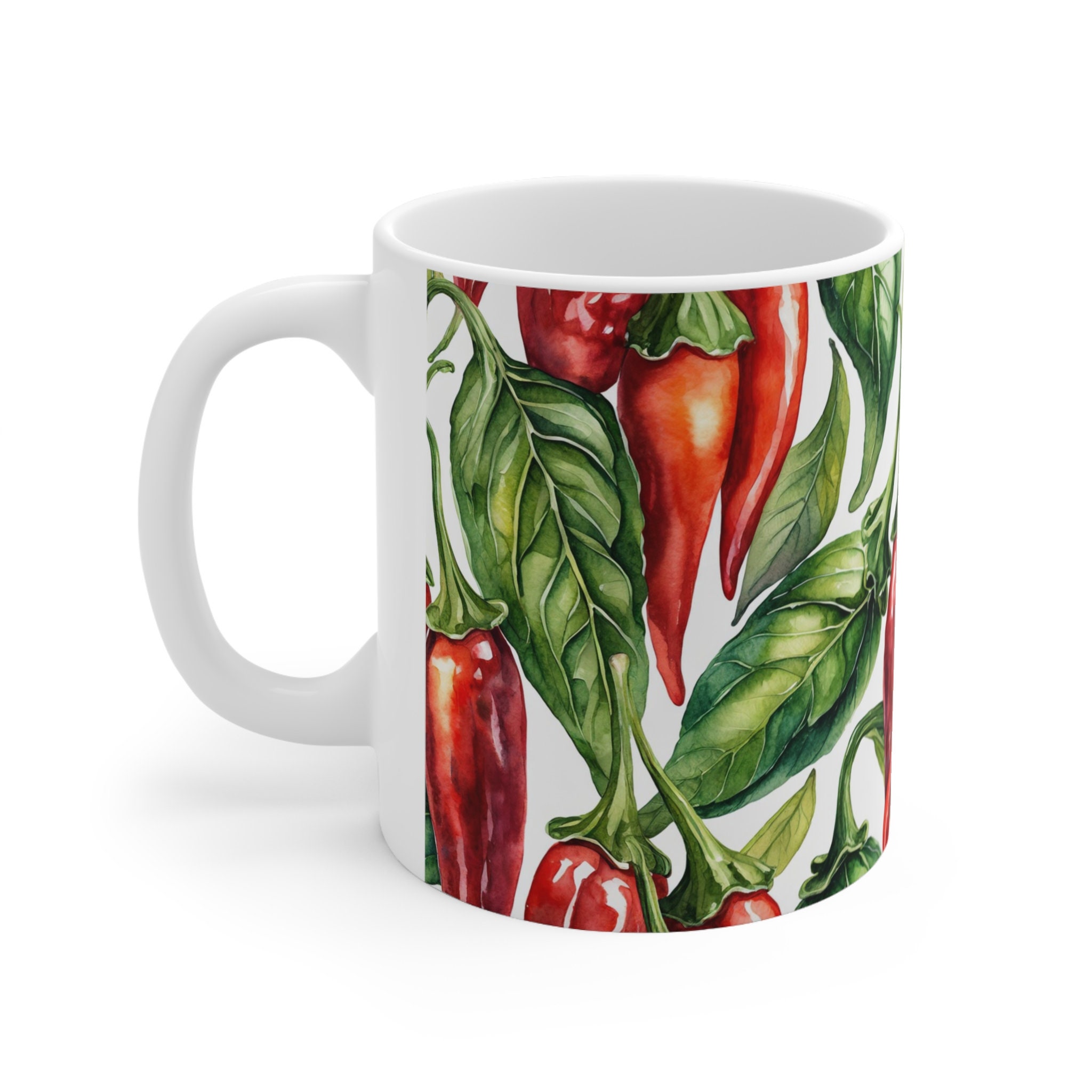 Watercolour Chilli Painting, White Ceramic Mug, 11oz - Etsy