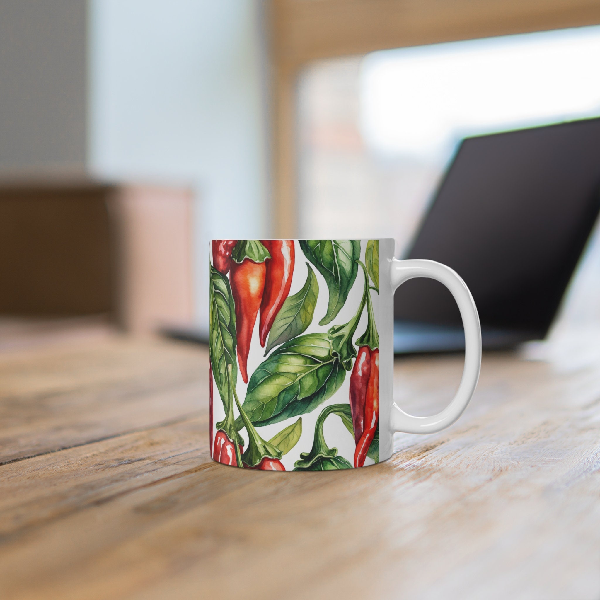 Watercolour Chilli Painting, White Ceramic Mug, 11oz - Etsy