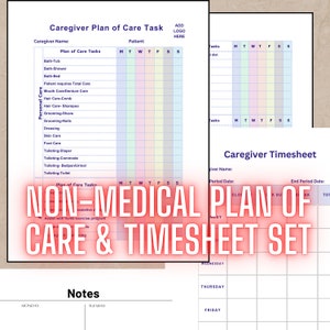 Non-medical, Plan of Care PDF, Caregiver Timesheet PDF, Homecare ...