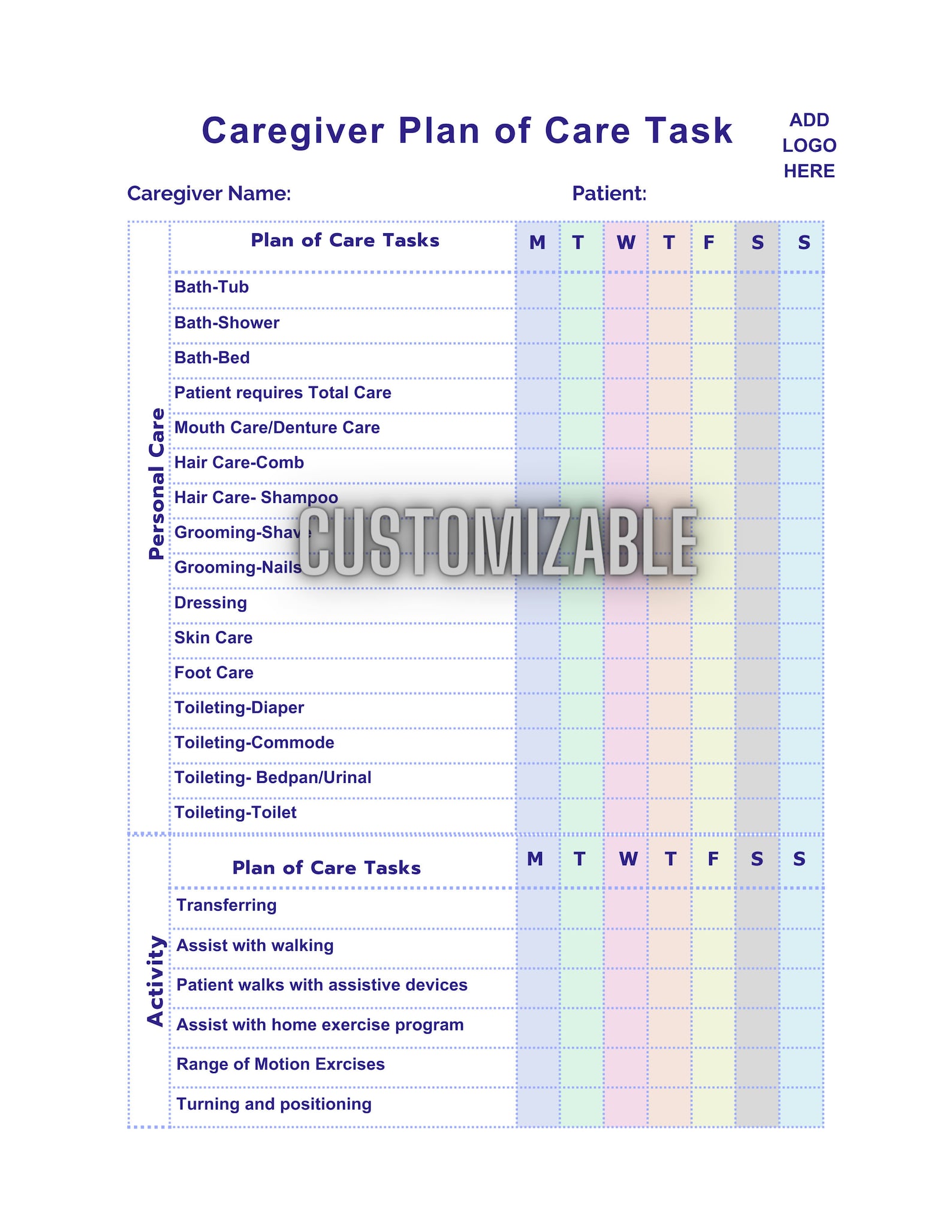 Non-medical, Plan of Care PDF, Caregiver Timesheet PDF, Homecare ...