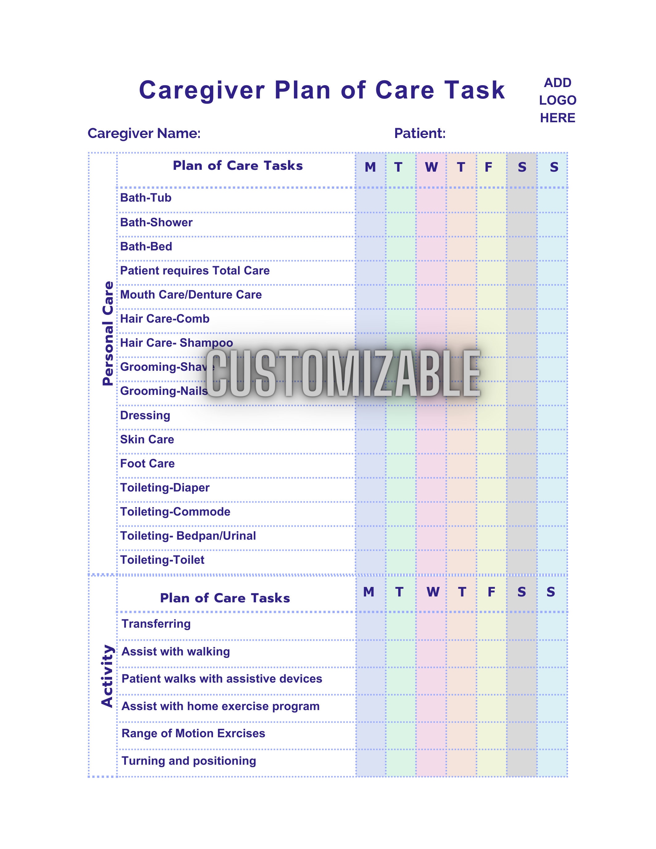 Non-medical, Plan of Care PDF, Caregiver Timesheet PDF, Homecare ...
