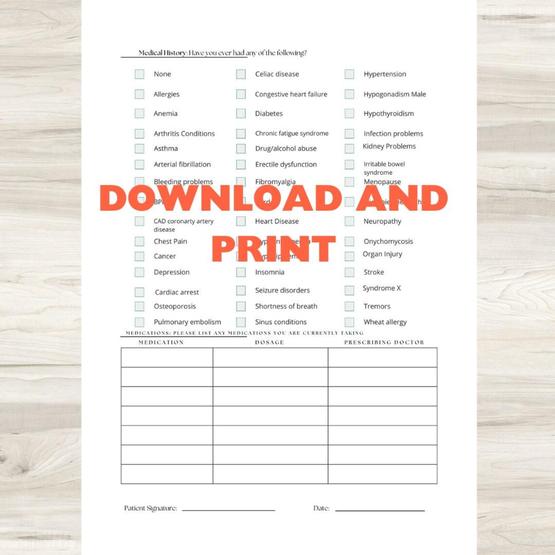 Patient Intake Form Template, Customizable, Available in PDF Format ...
