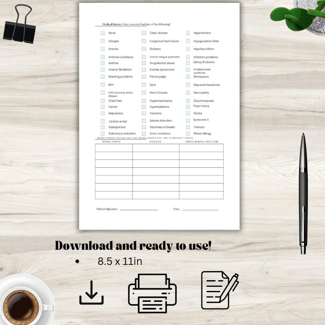 Patient Intake Form Template, Customizable, Available in PDF Format ...