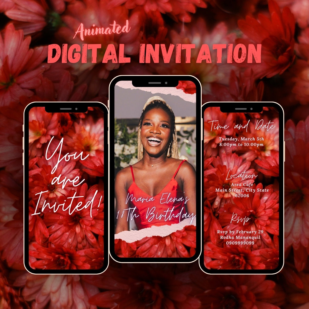 Editable Birthday Invitation, Animated Birthday Template, Invitation ...