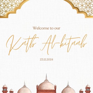 Islamic Wedding Welcome Sign With Mosque in Brown, Gold, Beige (size A0 ...