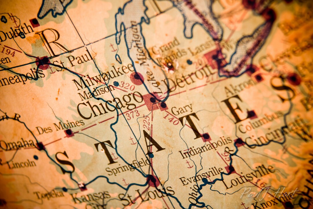 Antique Map of Chicago and the Midwest Photographic Print - Etsy