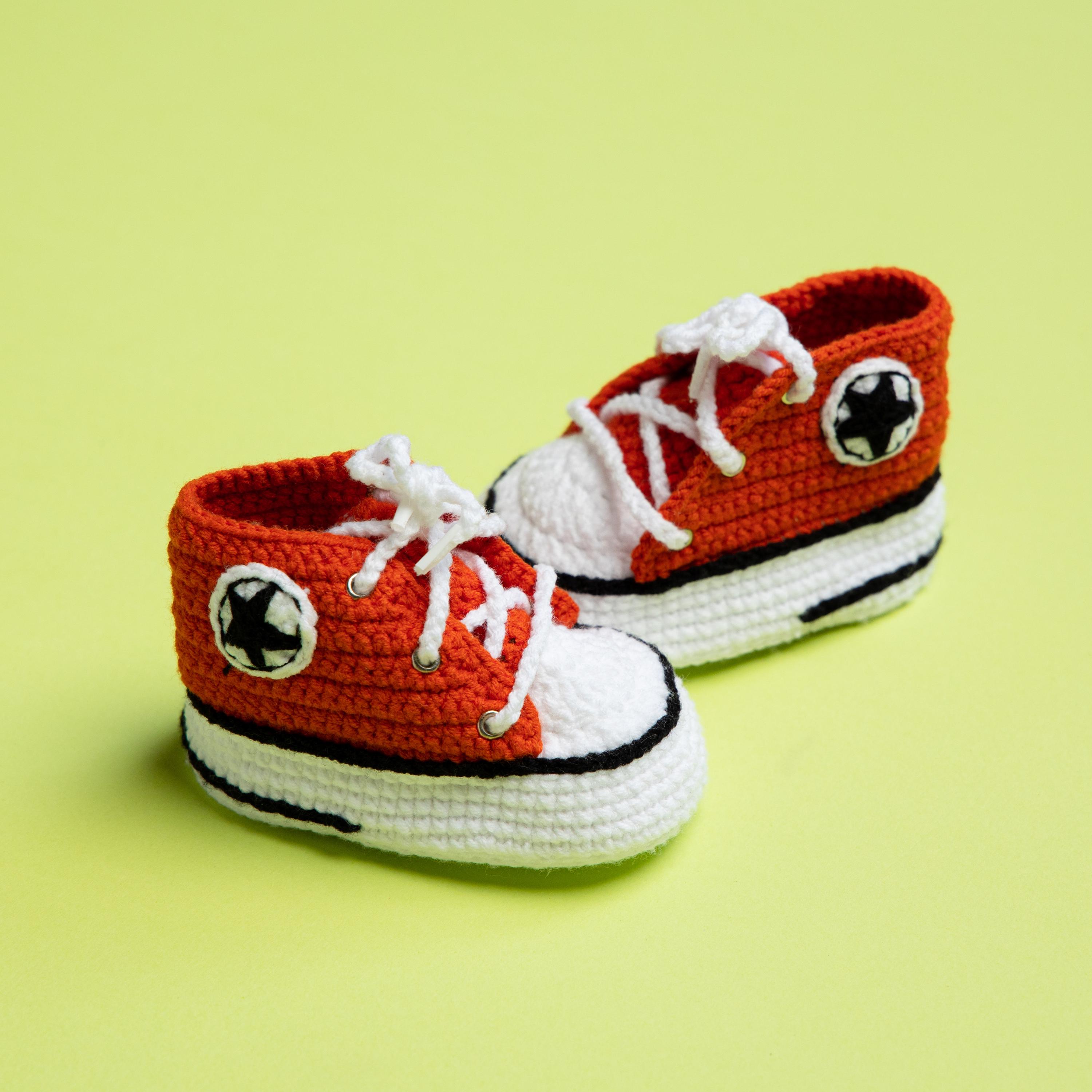 Personalized Baby Booties Converse Crochet Unisex Crochet Baby Booty ...