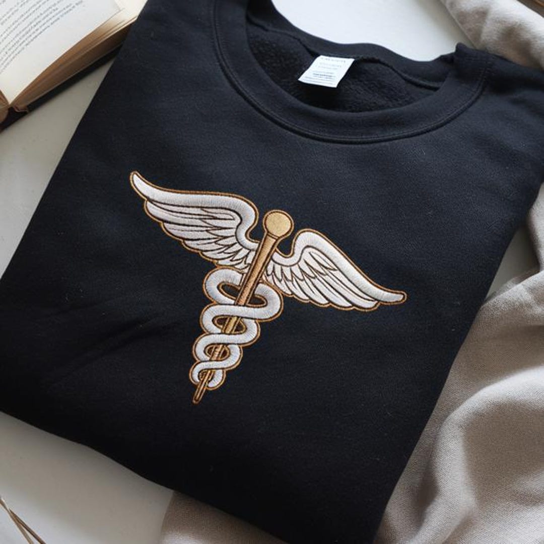 Caduceus Embroidered Sweatshirt, Medical Symbol Crewneck, Doctor ...