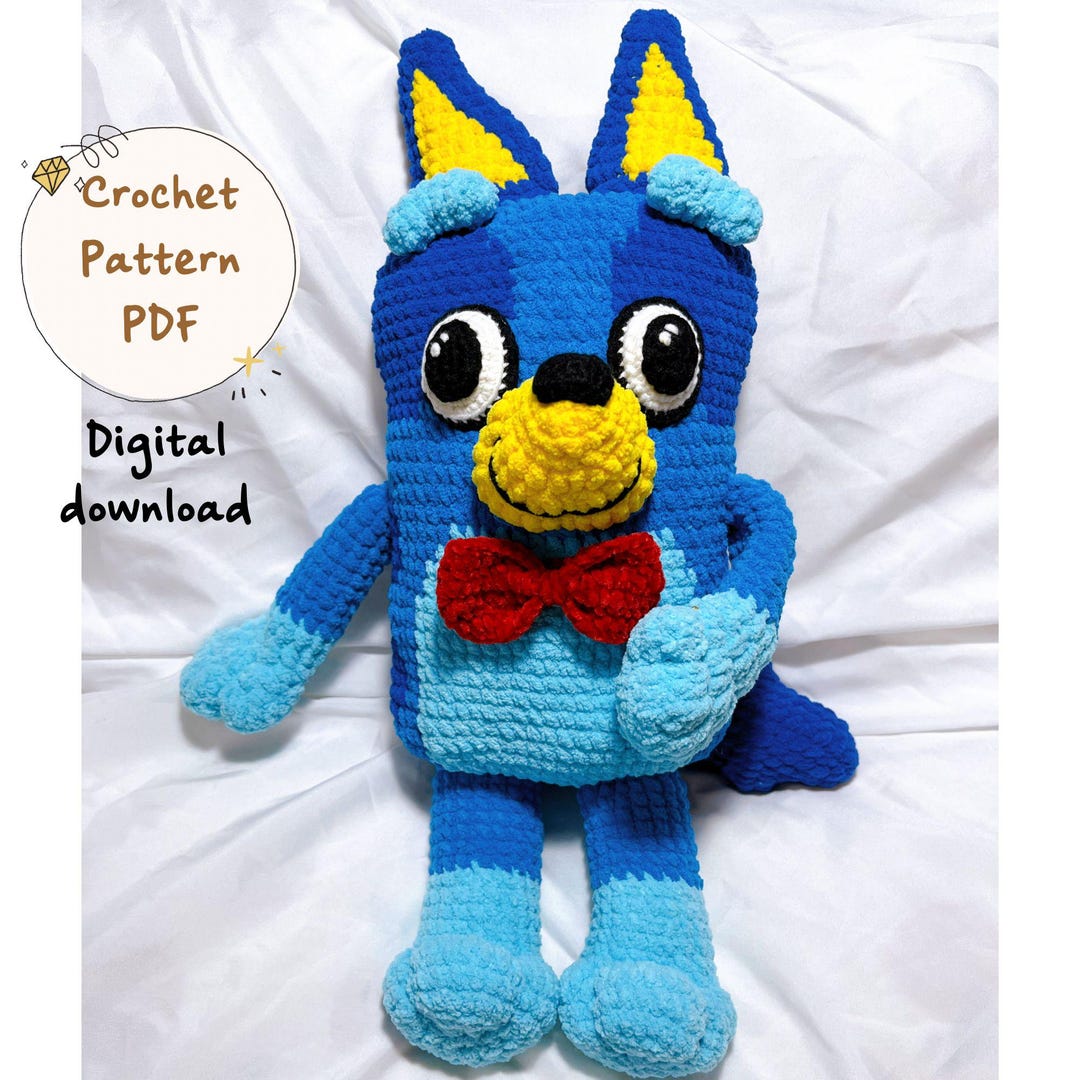 Handmade Crocheted Blue Dog Pattern, Plush Toy, Amigurumi, Plushie ...
