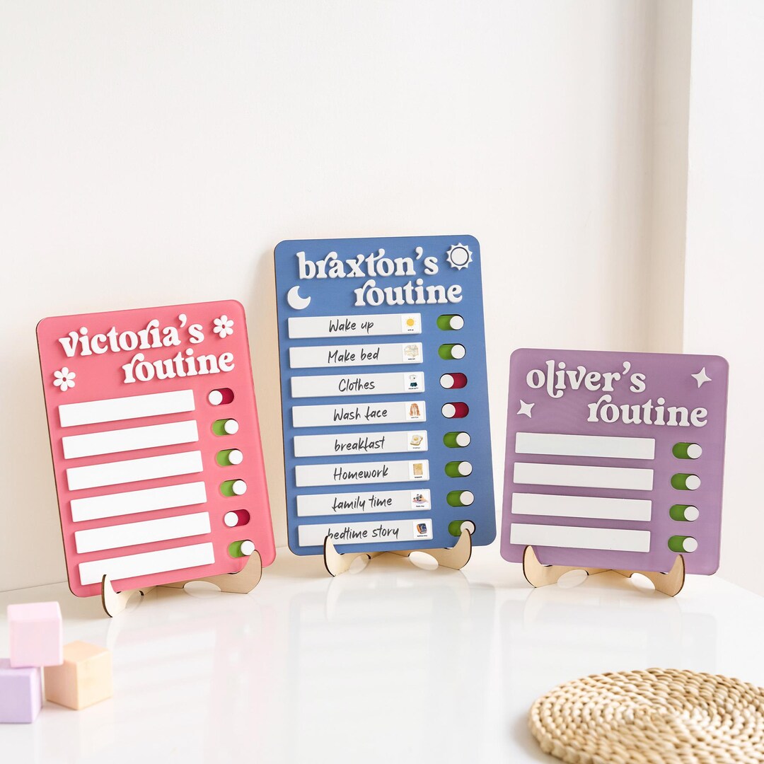 Personalized Sliding Routine Chart, Chore Chart, Kids Daily Tasks, Kid ...