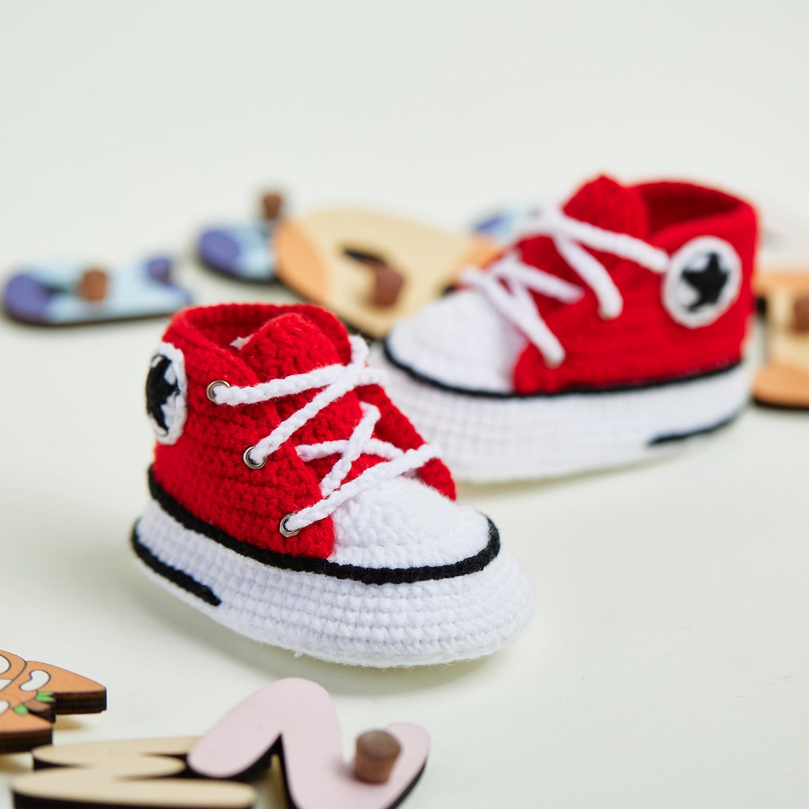 Personalized Baby Booties Converse Crochet Unisex Crochet Baby Booty ...