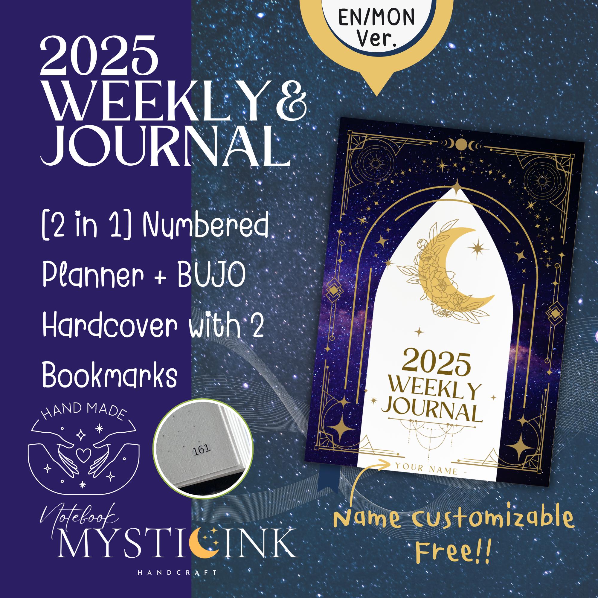 2025 Weekly Planner&bujo Numbered Hardcover 320pages Name Customizable ...
