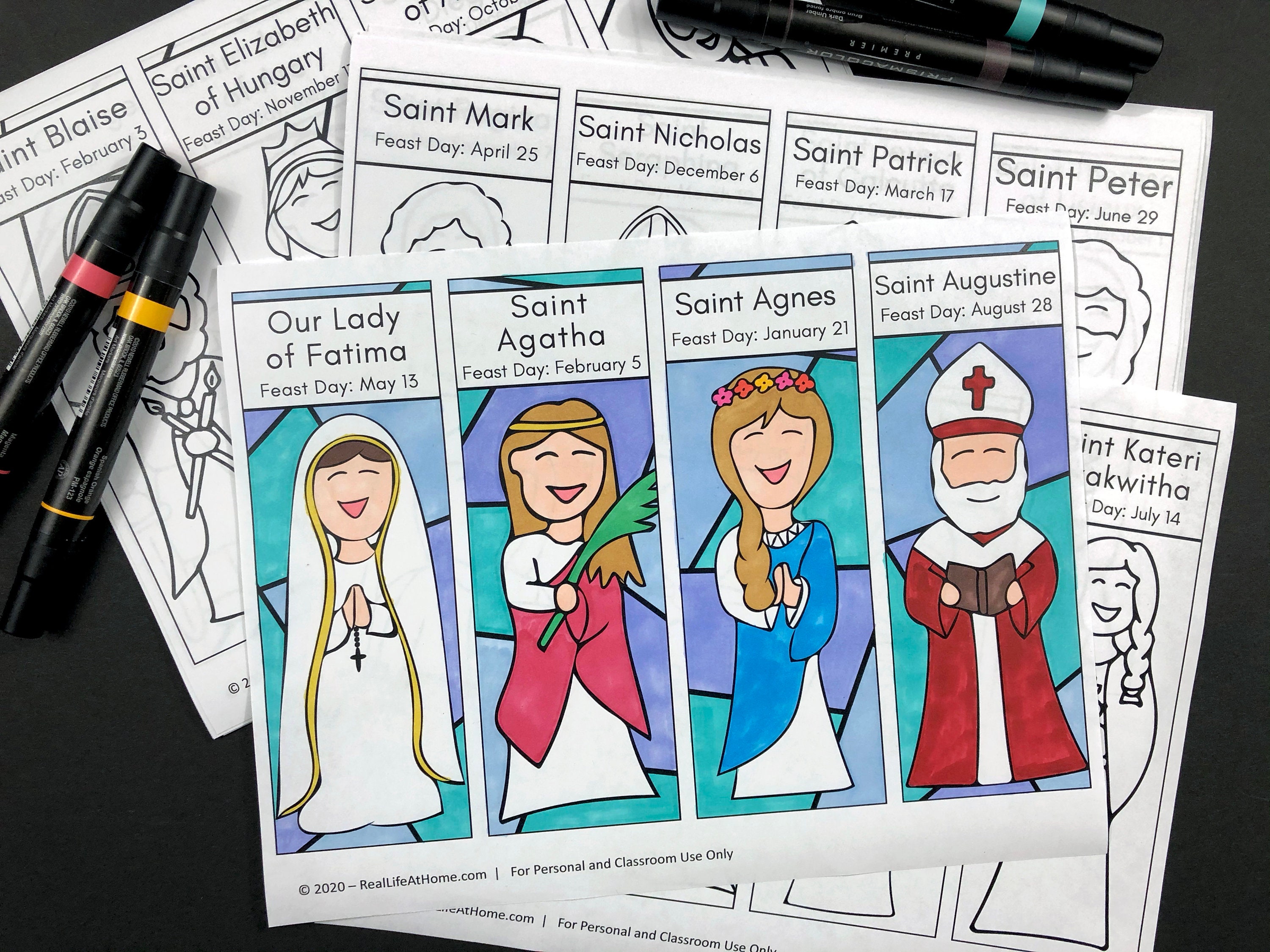 Color Your Own Saints Bookmark Set - 48 Bookmarks With 24 Different ...