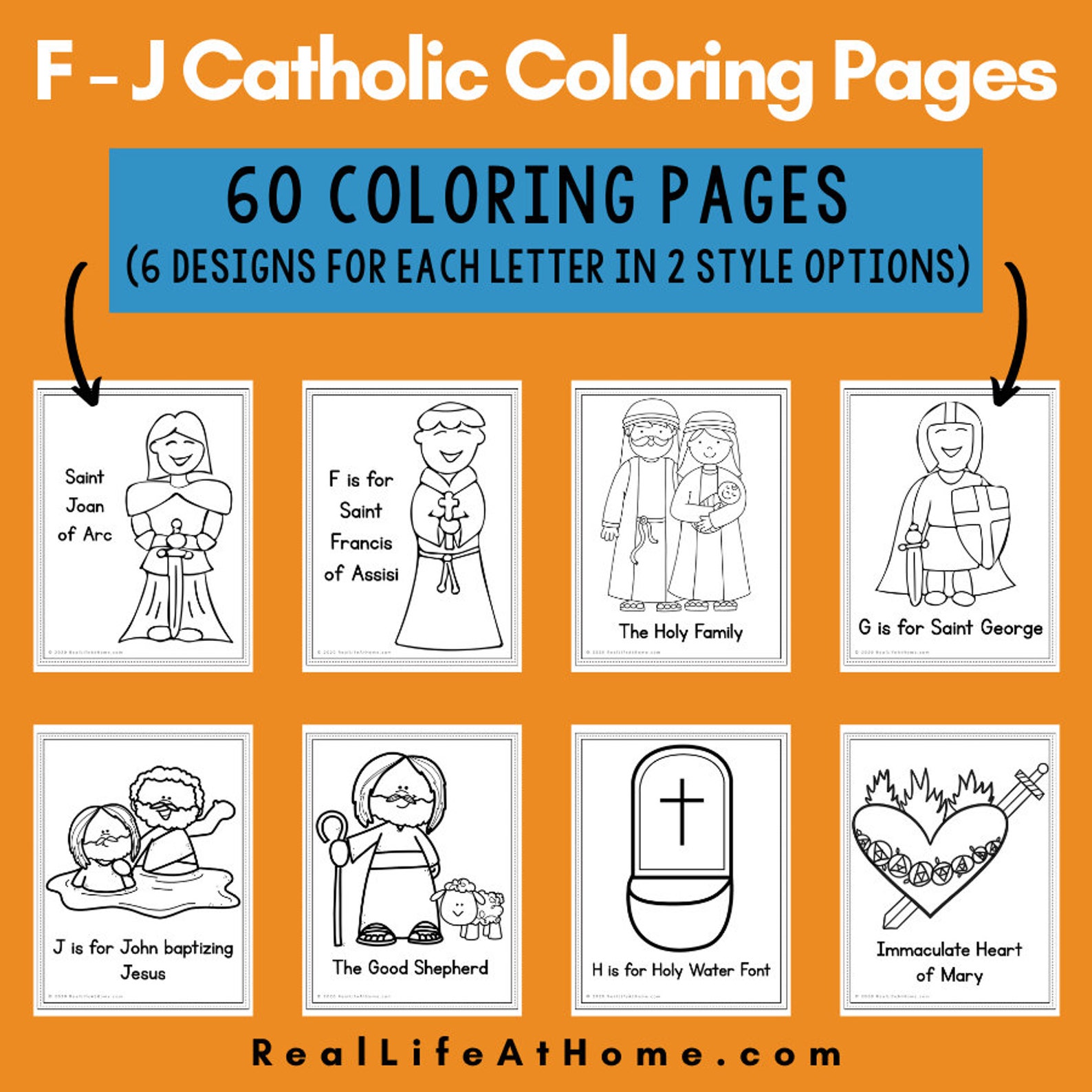 Catholic ABC Coloring Pages BUNDLE for Kids: Letters A - Z (312 ...