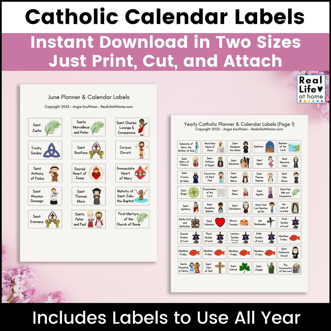 Printable Catholic Planner Stickers or Calendar Labels for Kids, Teens ...