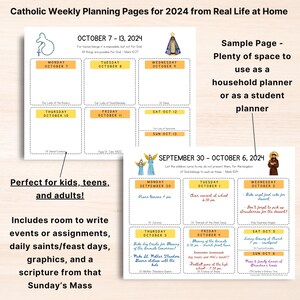 Printable 2024 Weekly Catholic Planner Pages for Kids, Teens, and ...