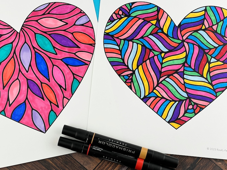 23 Intricate Heart Design Coloring Pages Packet Perfect for Valentine's ...