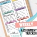 Weekly Assignments Planner Page for Students (in Color and Black and ...