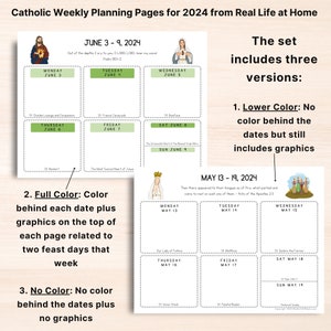Printable 2024 Weekly Catholic Planner Pages for Kids, Teens, and ...